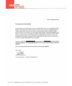 Medium of Instruction Certificate (MOI) Sample
