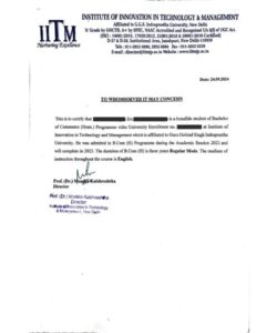 Medium of Instruction Certificate (MOI) Sample